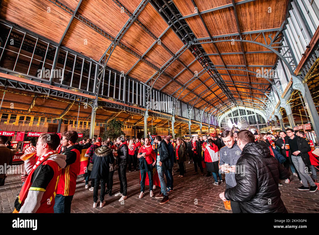 Red Devils' fans react during the soccer game between Belgium's ...