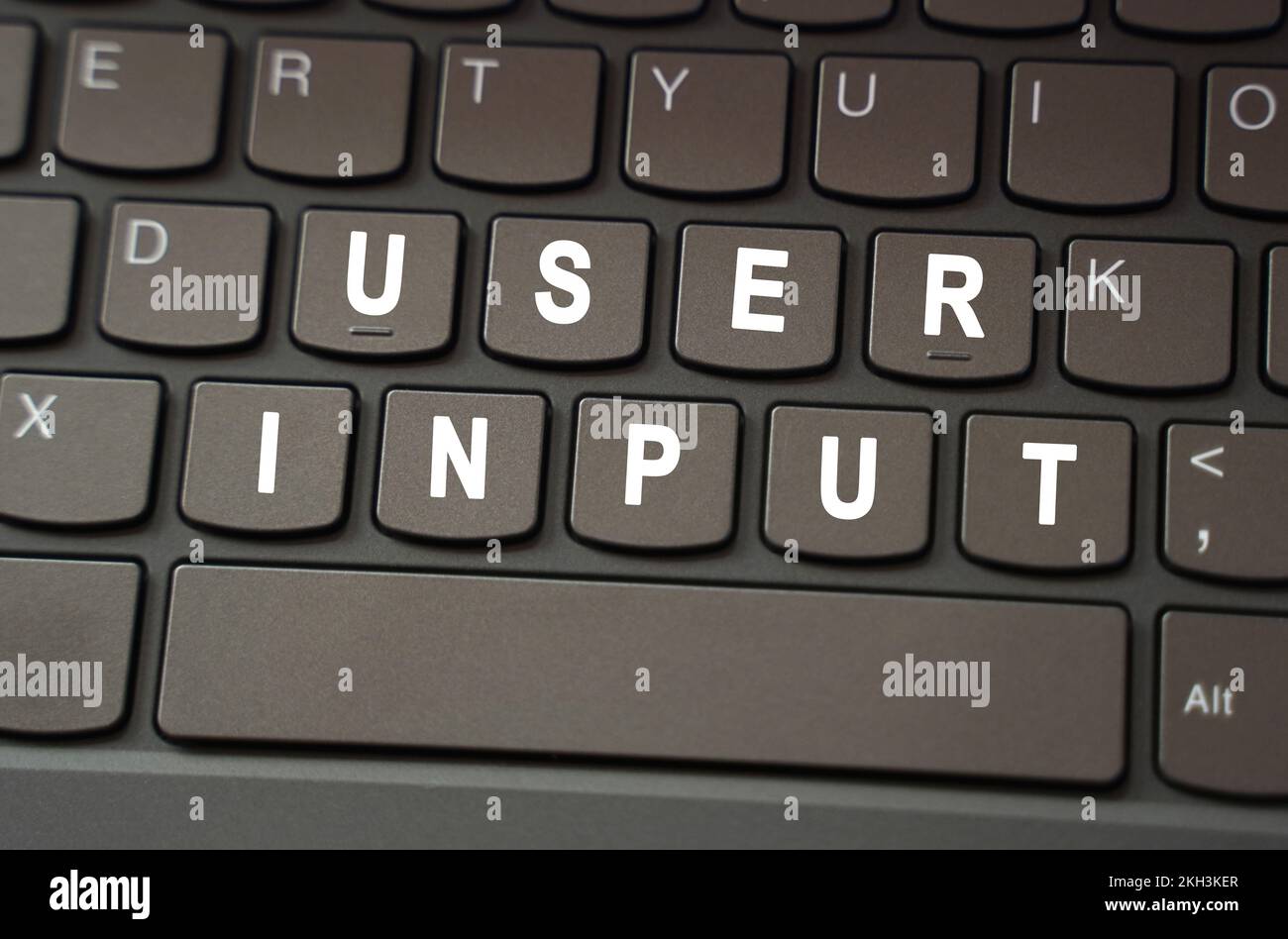 Internet concept. On the black keyboard, the inscription is highlighted in white - USER INPUT ...