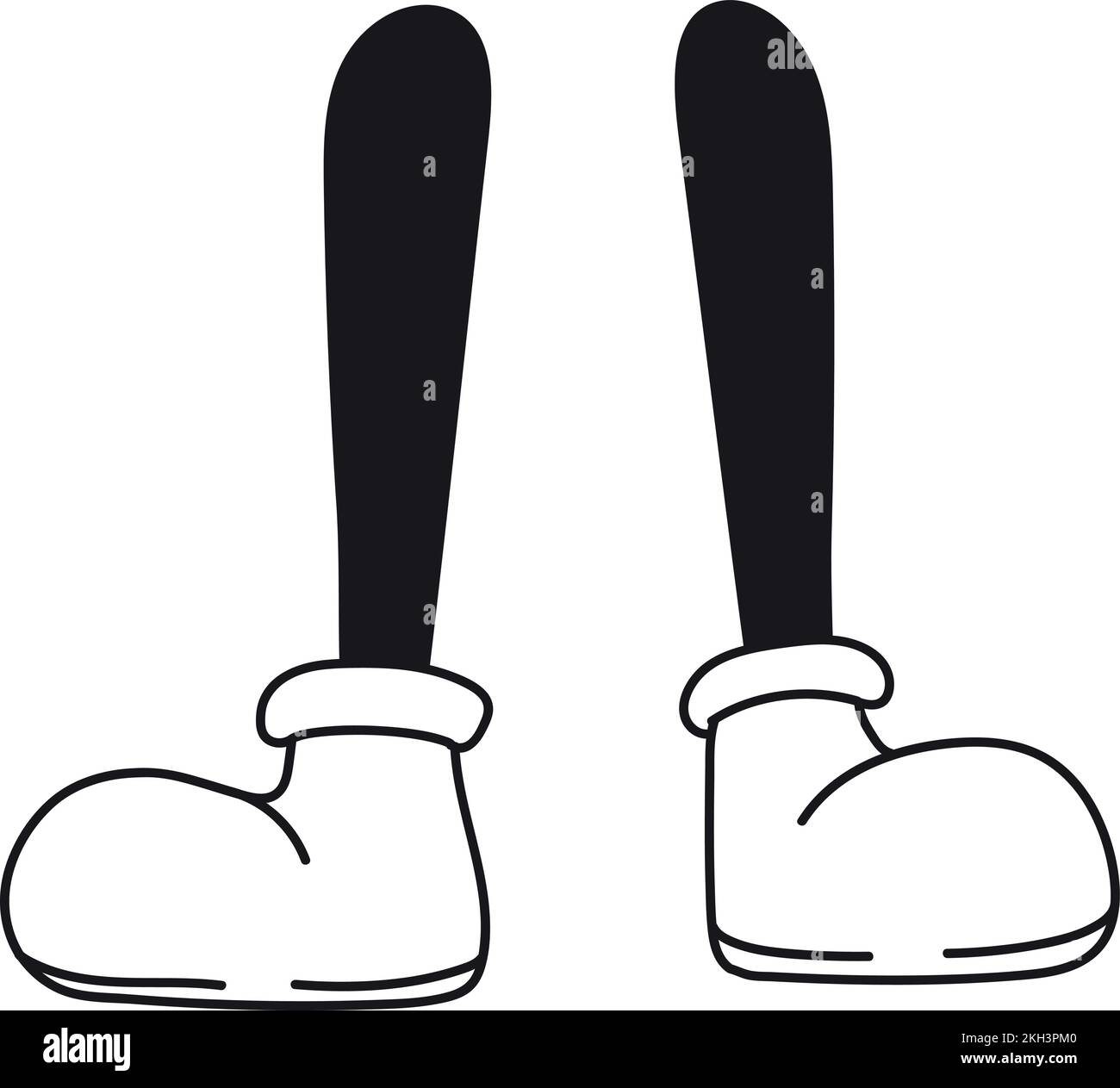 Cartoon feet in shoes. Standing animation mascot legs isolated on white ...