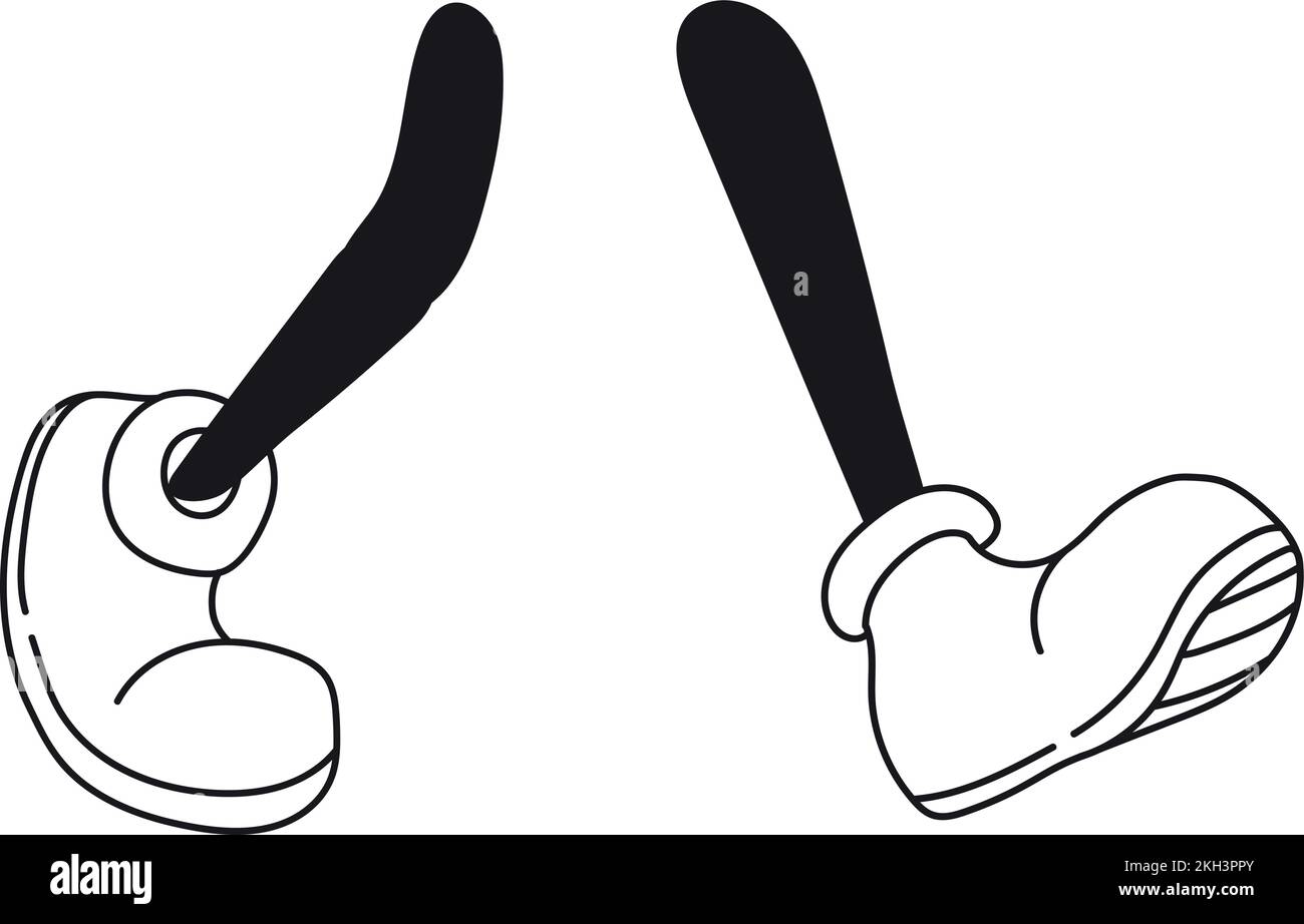 Walking comic foots. Cartoon retro legs in boots isolated on white ...