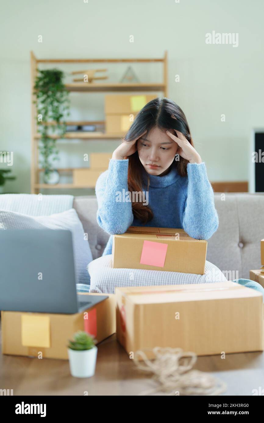 Starting small business entrepreneur of independent Asian woman showing ...