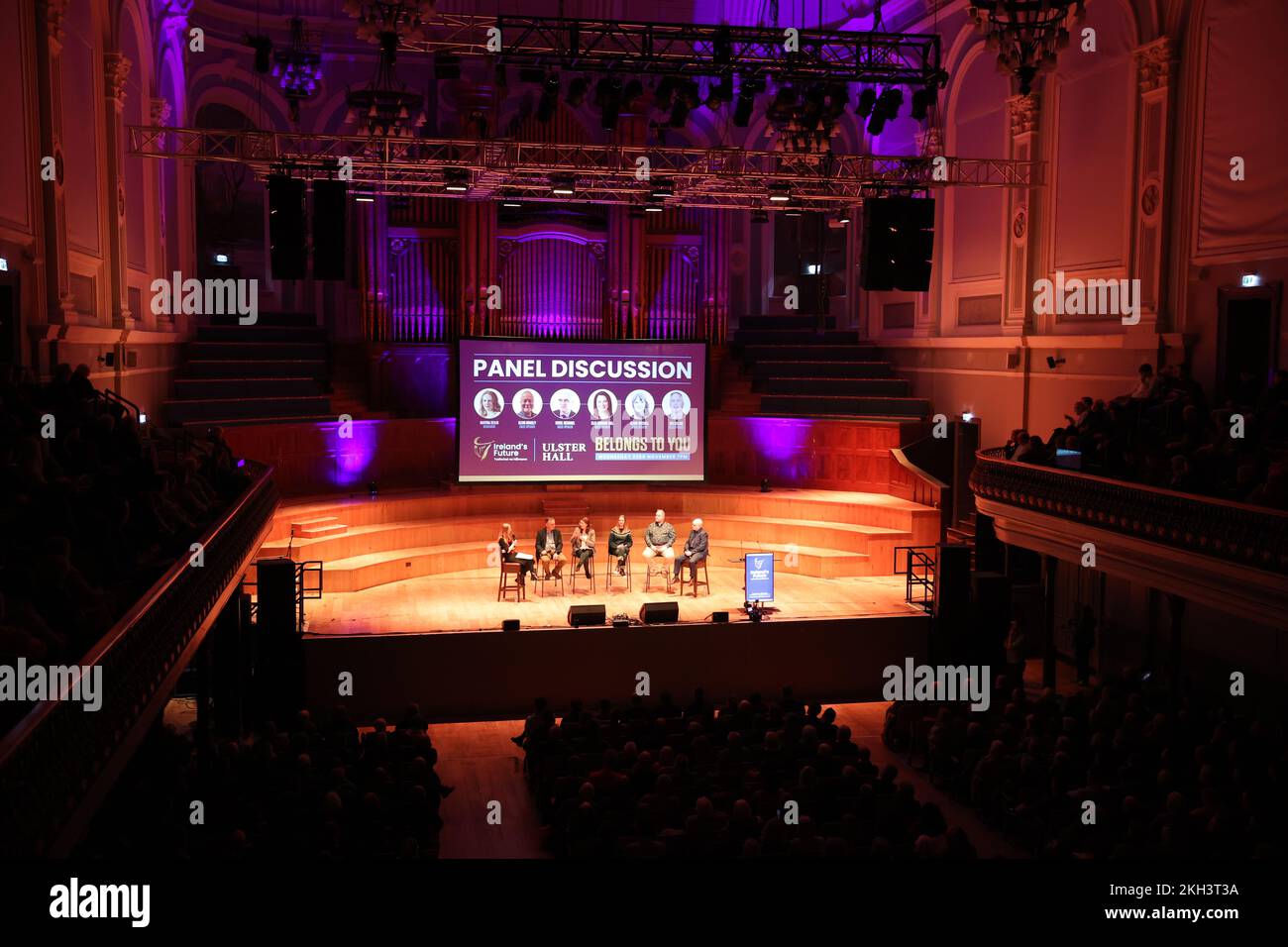 Speakers on stage during a rally for Irish unification organised by Pro ...