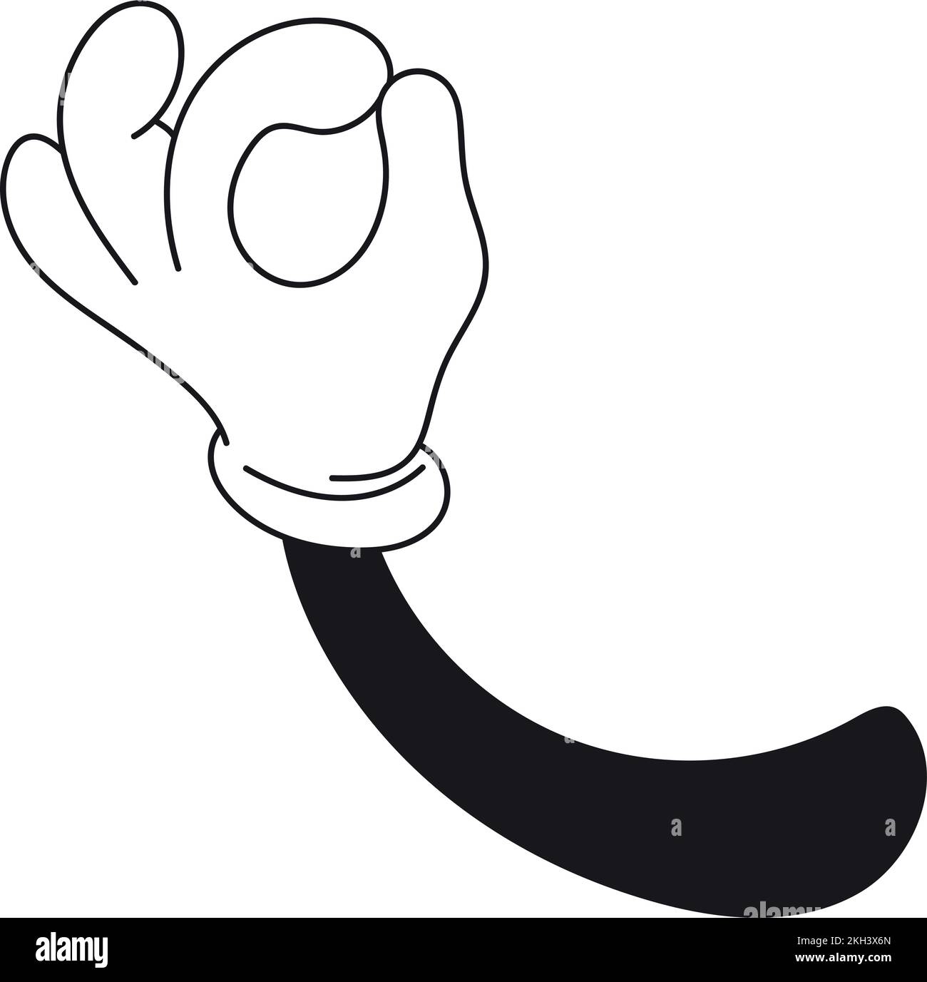 Retro ok gesture. Cartoon hand in white glove isolated on white ...