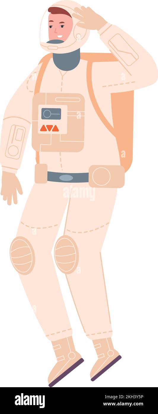 Spaceman saluting. Man in space suit. Astronaut character isolated on ...