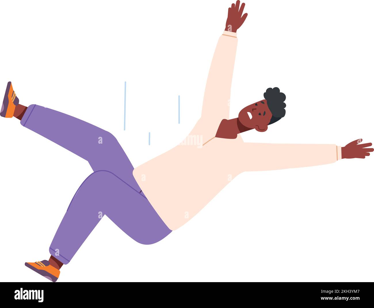 Falling black man. Person drop down failure isolated on white ...