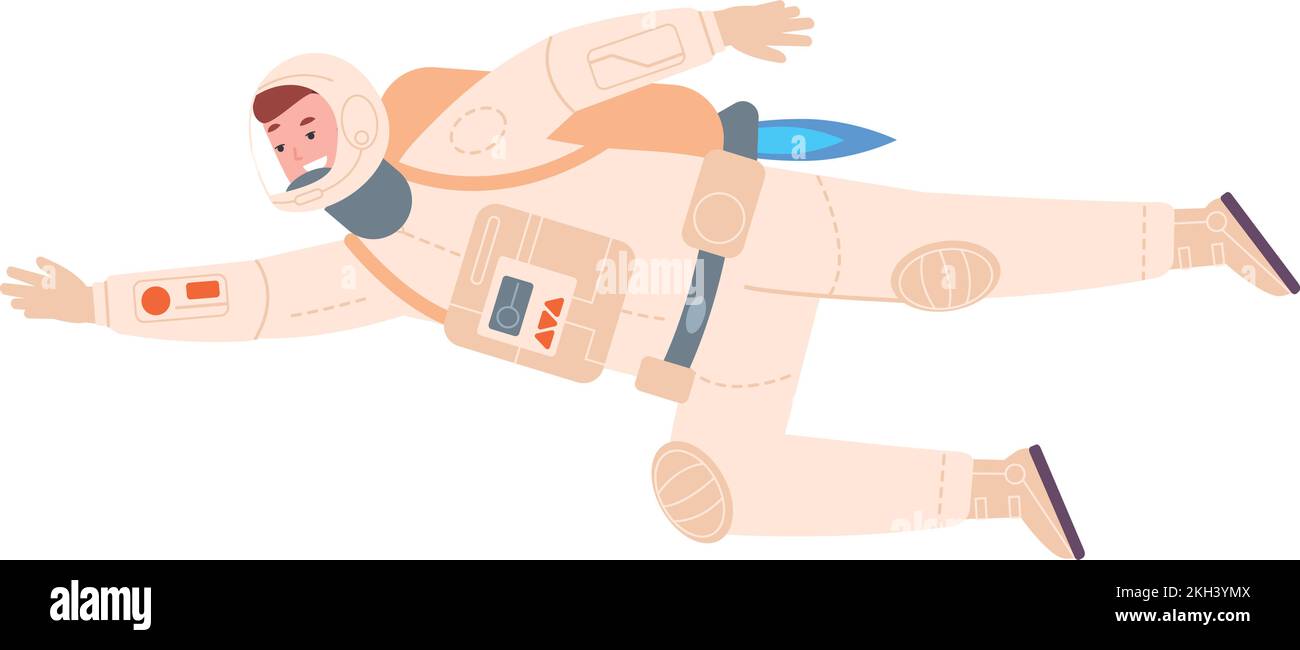 Astronaut flying with jetpack. Space explorer character isolated on ...