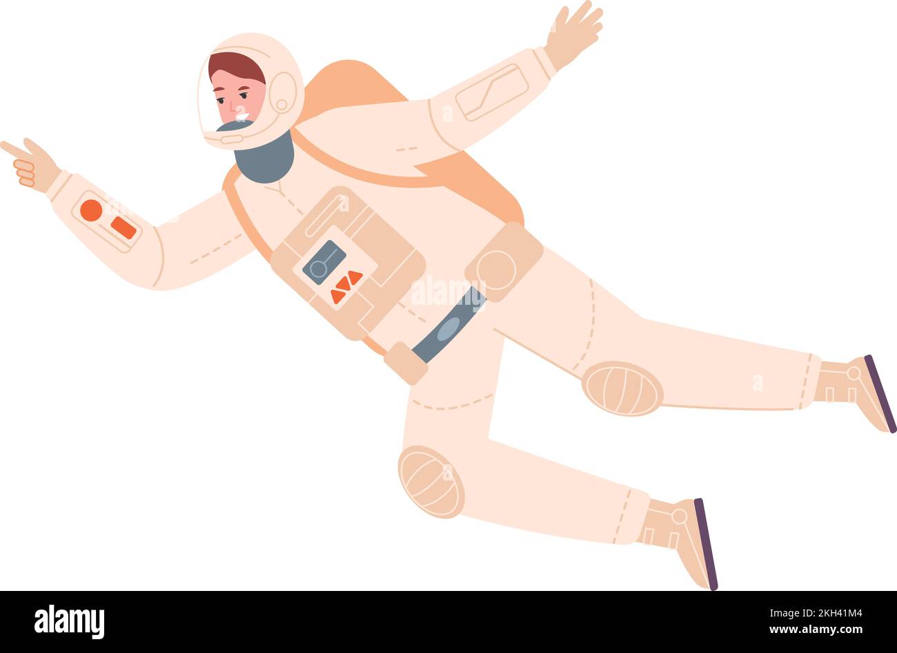 Spaceman flying in zero gravity. Space explorer character isolated on ...