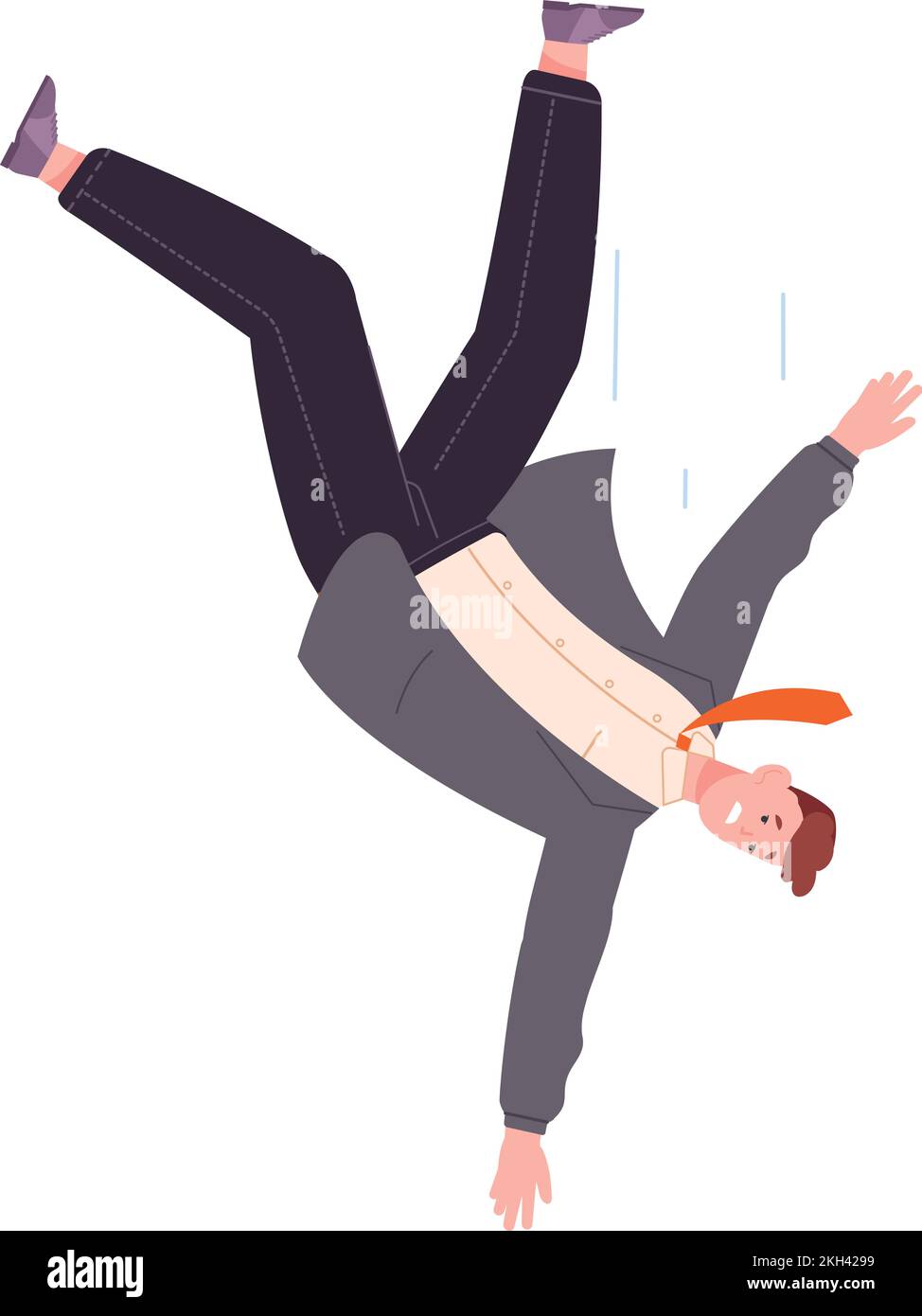 Businessman falling down. Work failure. Bad accident isolated on white ...