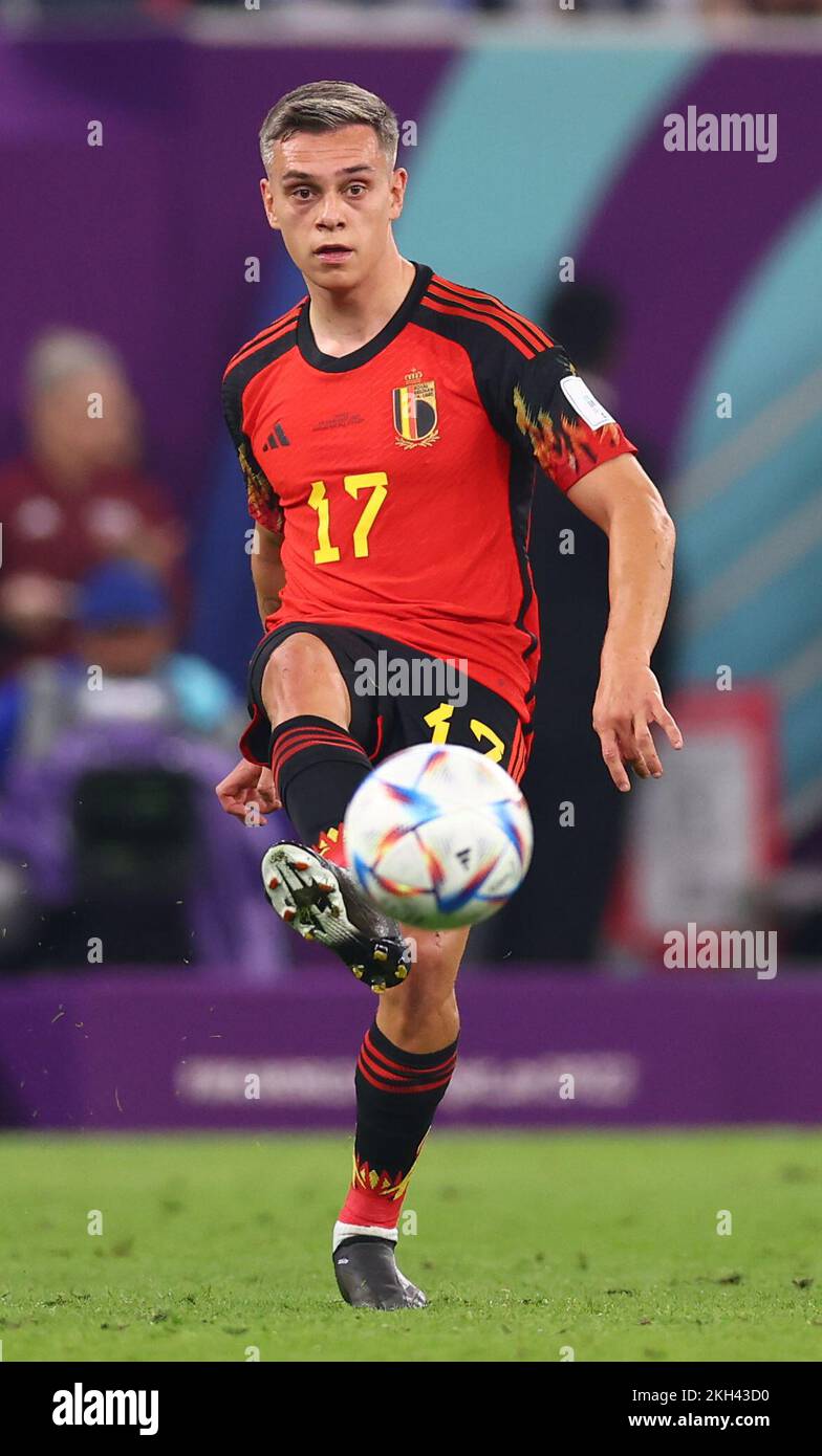 Al Rayyan, Qatar. 23rd Nov, 2022. Leandro Trossard of Belgium during ...