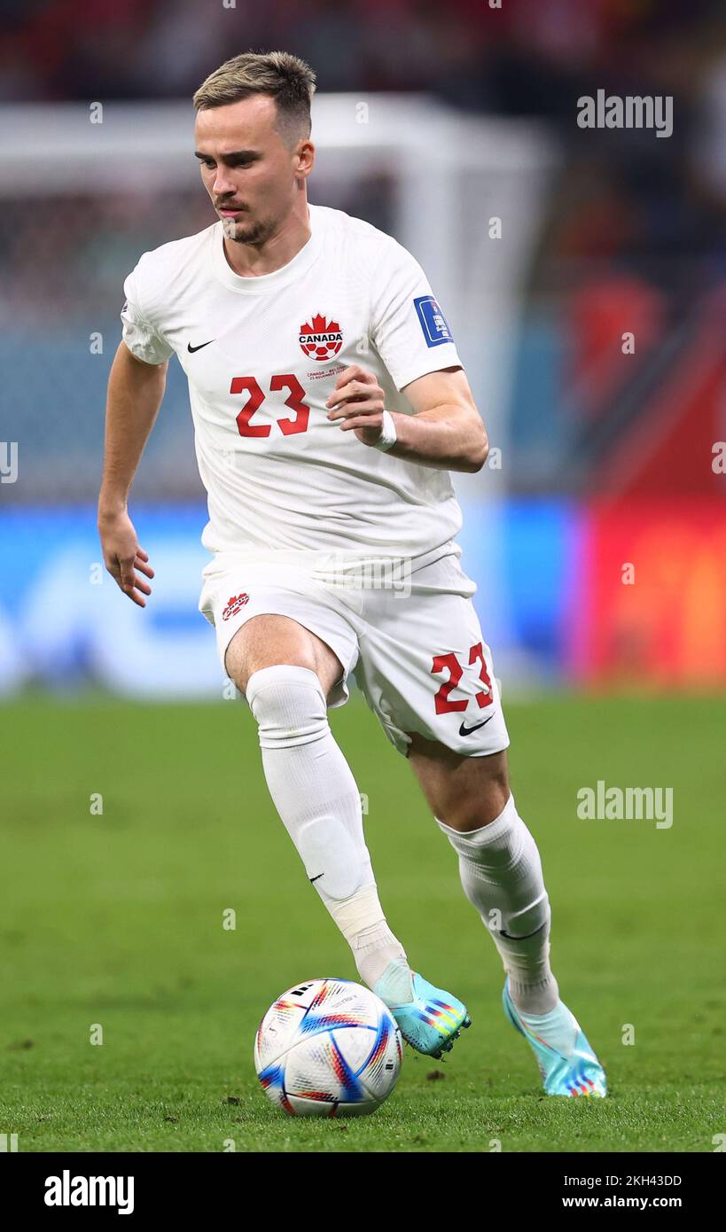Al Rayyan, Qatar. 23rd Nov, 2022. Liam Millar of Canada during the FIFA ...