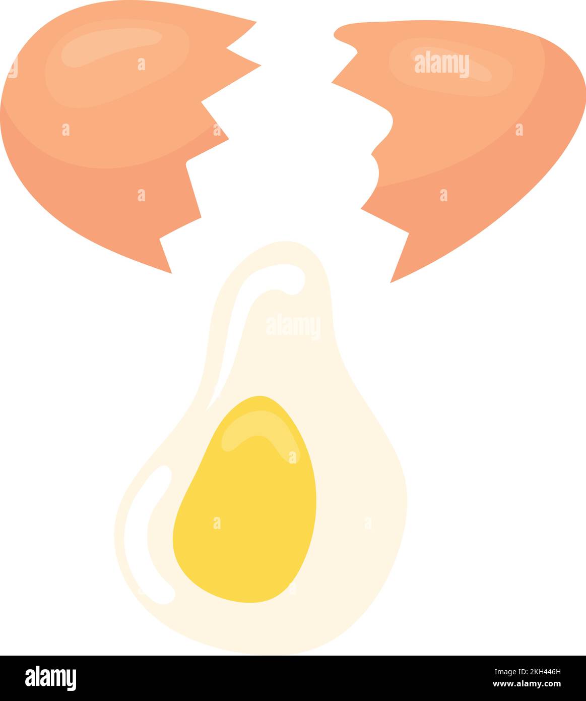 Breaking egg cartoon icon. Yolk dropping from shell isolated on white background Stock Vector ...