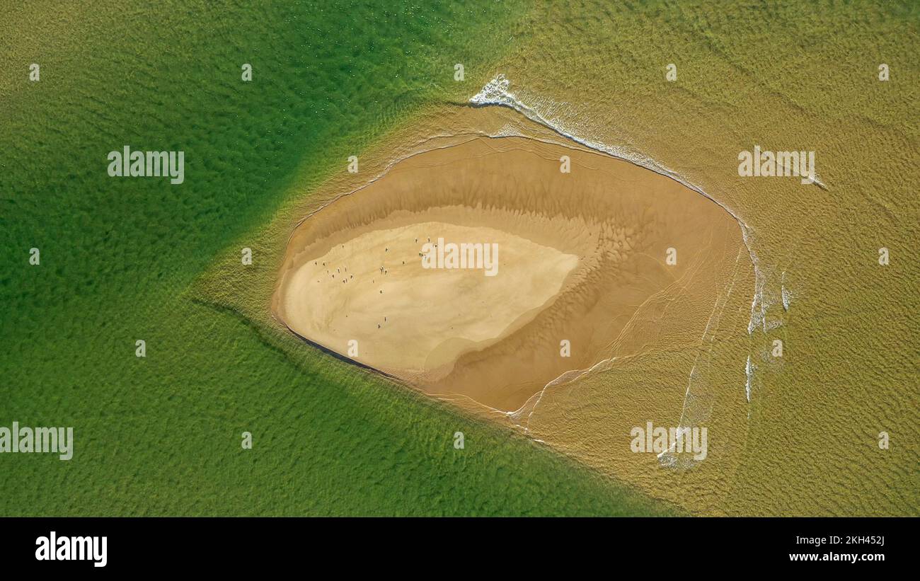 Sand bar in the middle of a river on the north coast of New South Wales ...