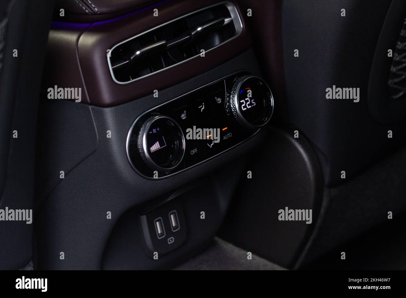 Digital control panel car air conditioner dashboard. Modern car ...