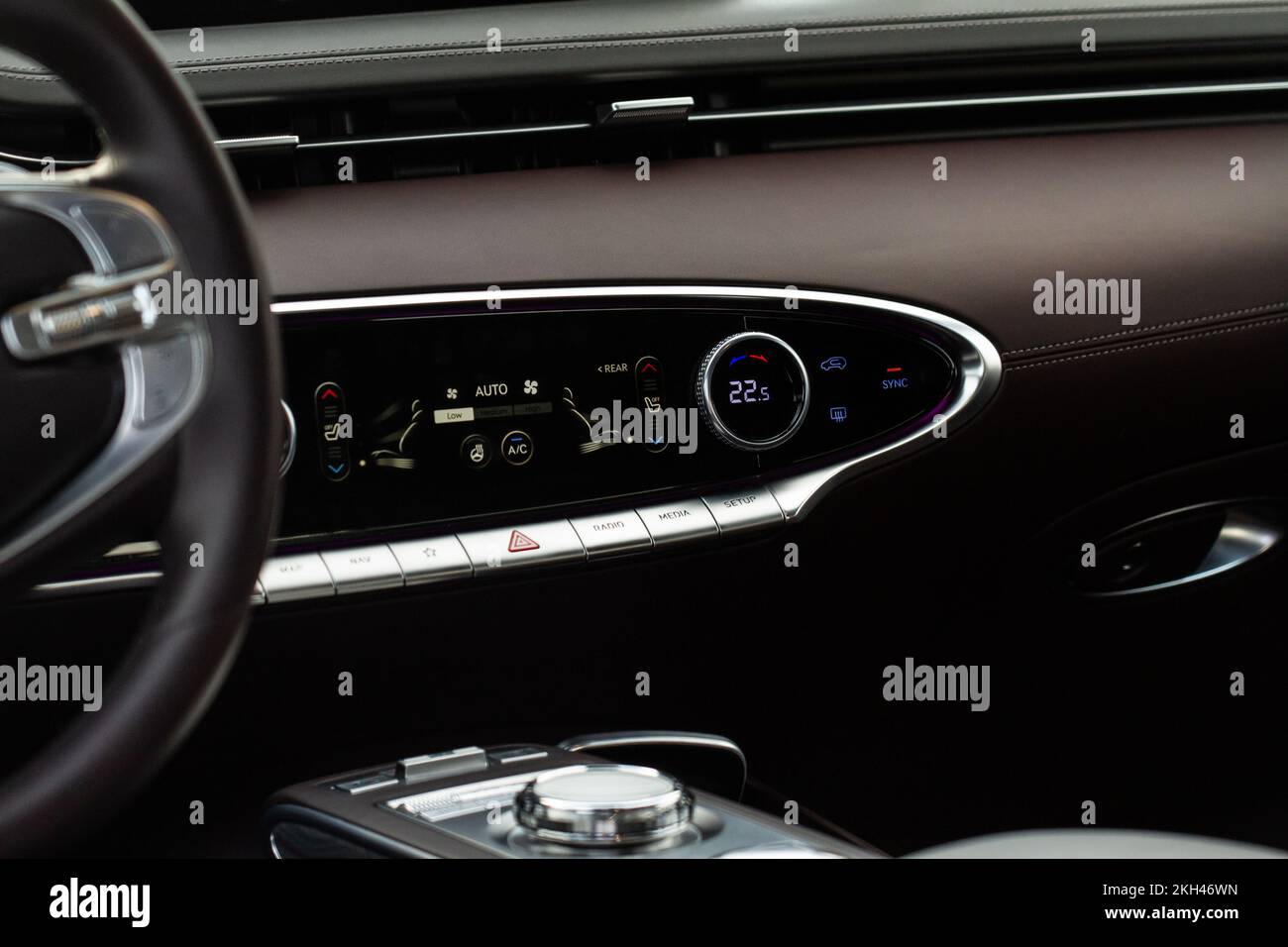 Digital control panel car air conditioner dashboard. Modern car ...