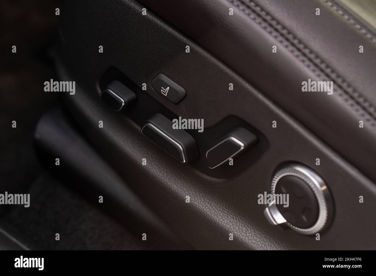 Electric car seat adjustment control panel close up view. Adjustable ...