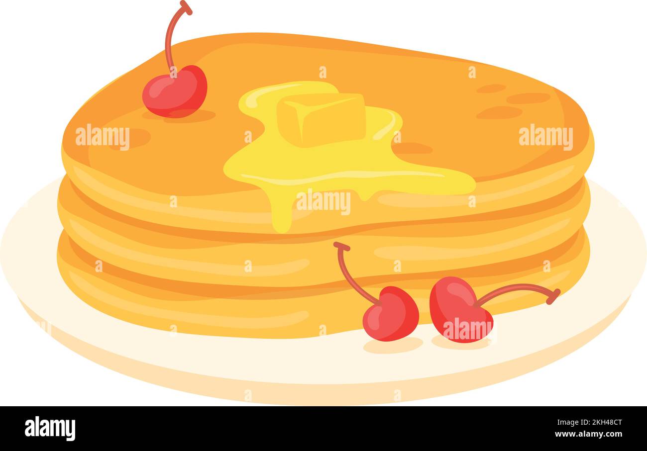Pancakes plate cartoon icon. Sweet dish with berries isolated on white ...