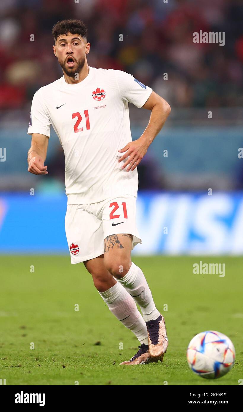 Al Rayyan, Qatar. 23rd Nov, 2022. Jonathan Osorio of Canada during the ...