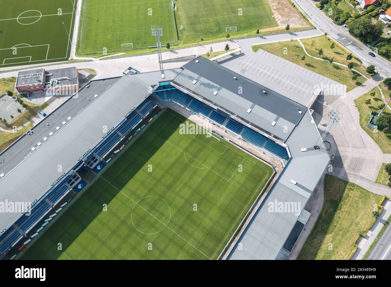 Randers, Central Jutland, Denmark - August 2022: Aerial summer skyline ...