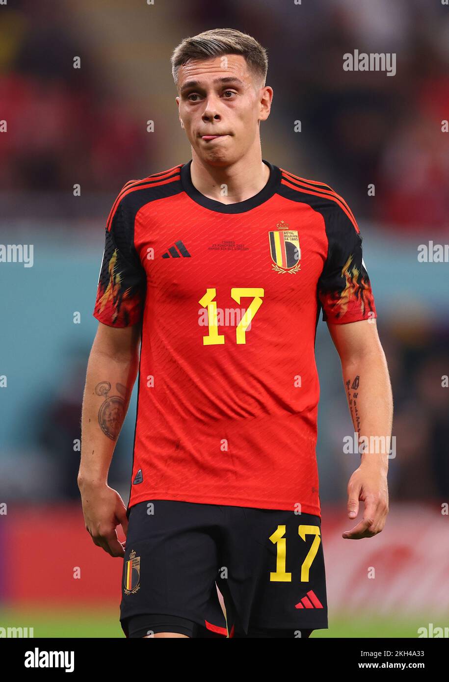 Al Rayyan, Qatar. 23rd Nov, 2022. Leandro Trossard of Belgium during ...