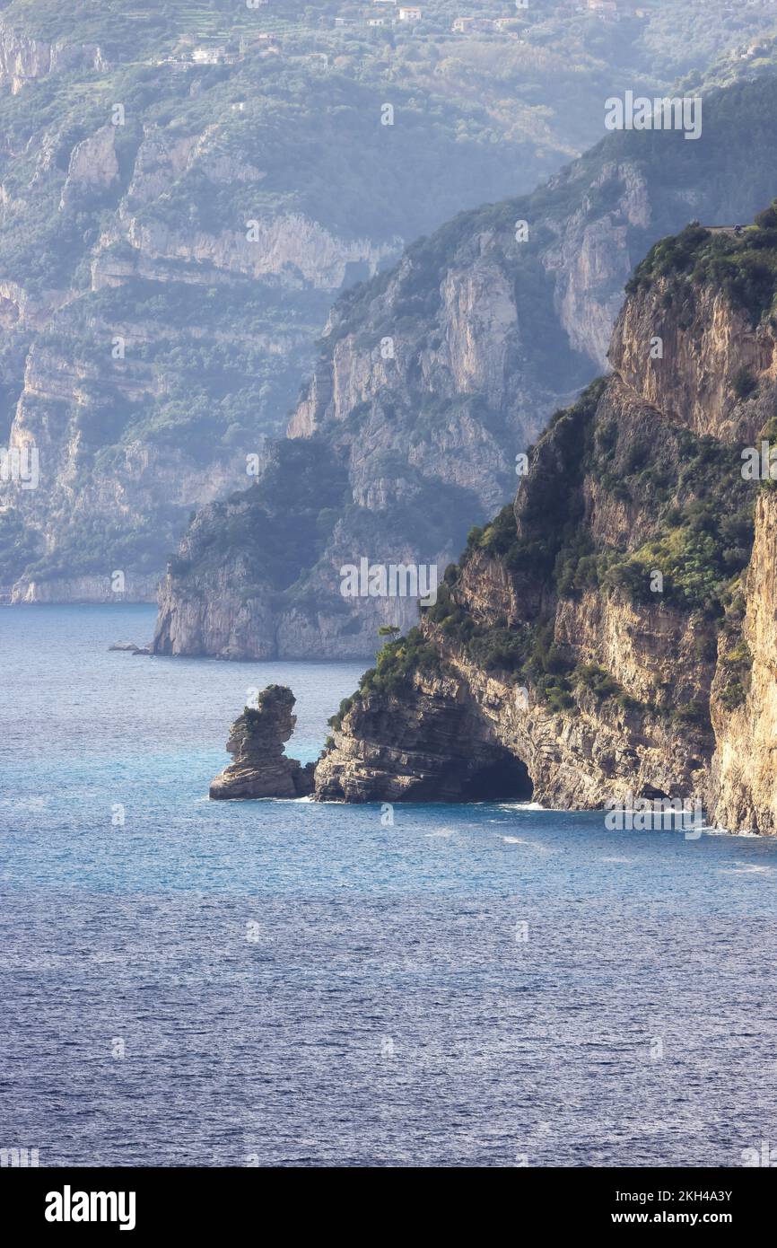 Rocky Cliffs and Mountain Landscape by the Tyrrhenian Sea. Amalfi Coast ...