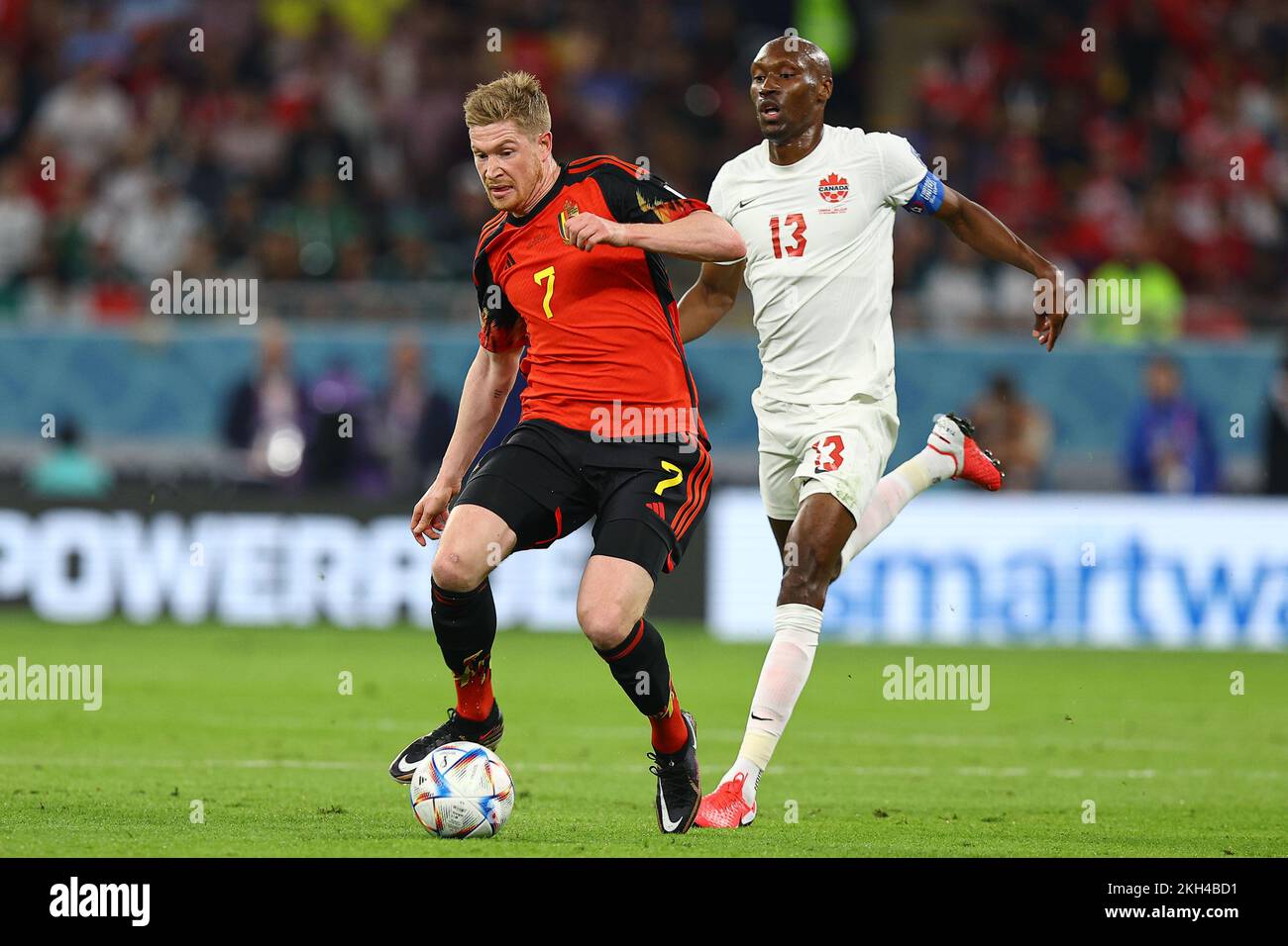 Kevin De Bruyne, Atiba Hutchinson during the FIFA World Cup Qatar 2022 ...