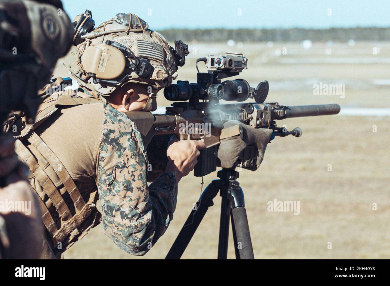 A U.S. Marine assigned to the Maritime Special Purpose Force, 26th Marine Expeditionary Unit ...