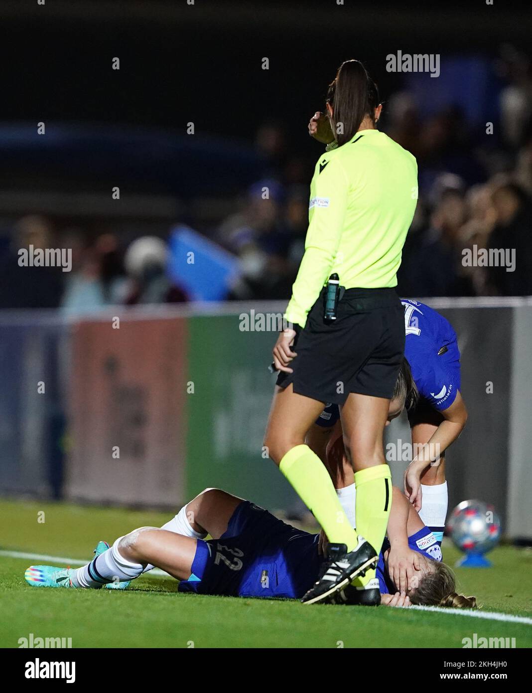 Chelsea’s Erin Cuthbert appears injured during the UEFA Women's ...