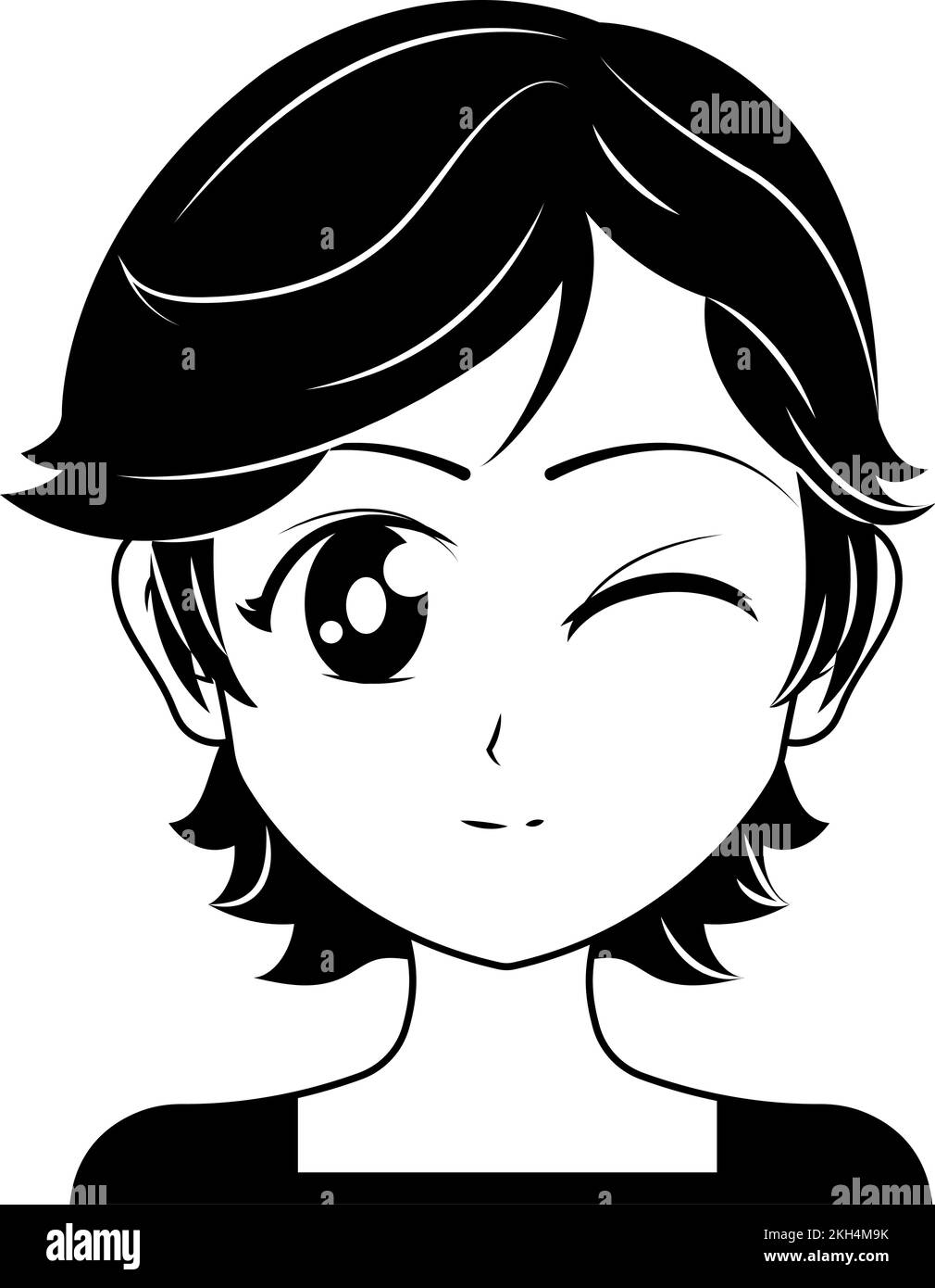 winking anime girl Stock Vector Image & Art - Alamy