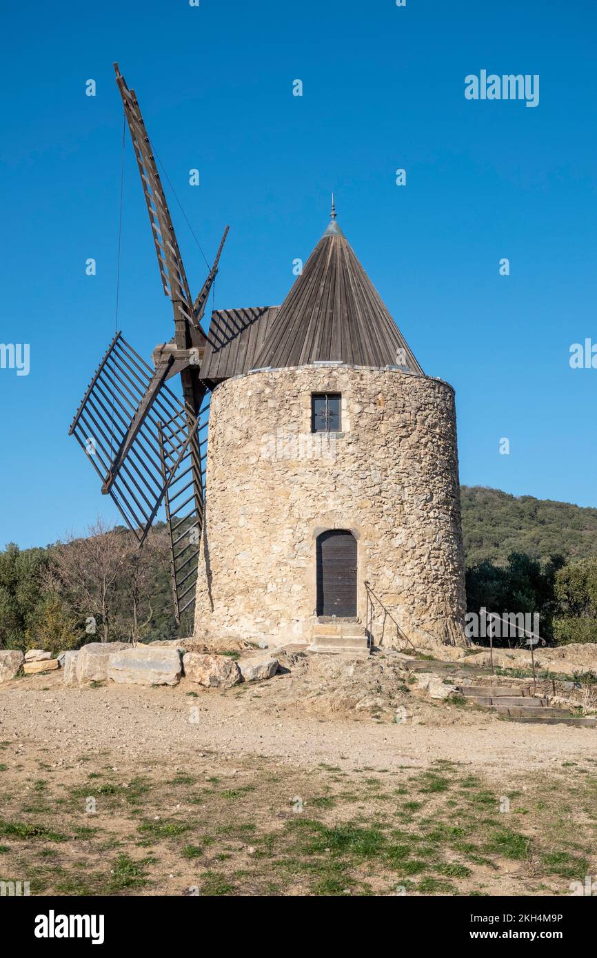 Saint-Roch stone windmill in Grimaud, in Provence, in France, in Europe ...