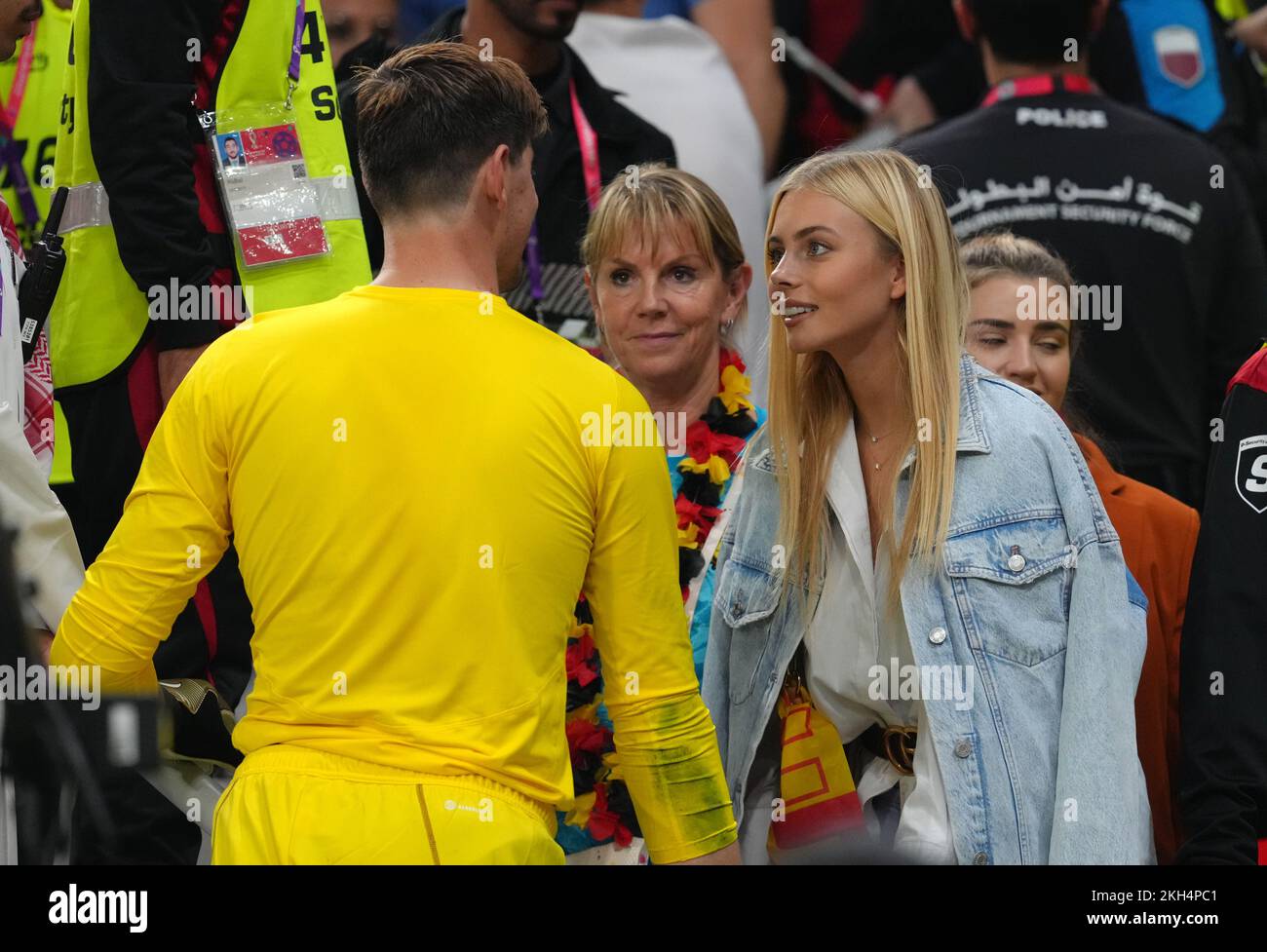 Belgium goalkeeper Thibaut Courtois with partner Mishel Gerzig after ...