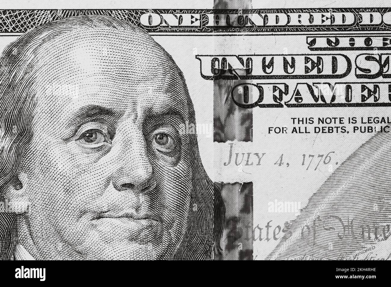 Selective focus on detail of USD banknotes. Close up macro detail of ...