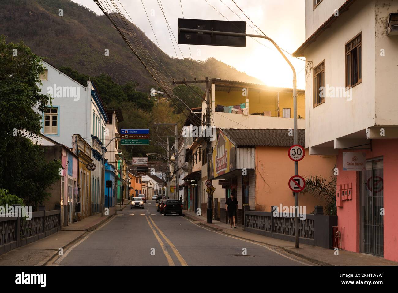Santa Leopoldina, ES, Brazil - August 13, 2022: Empty main street of ...
