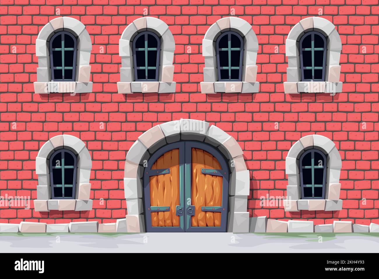 Red brick building street view Stock Vector Images - Alamy