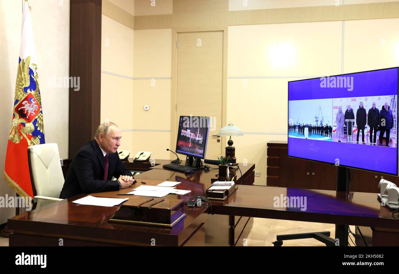 Novo-Ogaryovo, Russia. 22nd Nov, 2022. Russian President Vladimir Putin ...