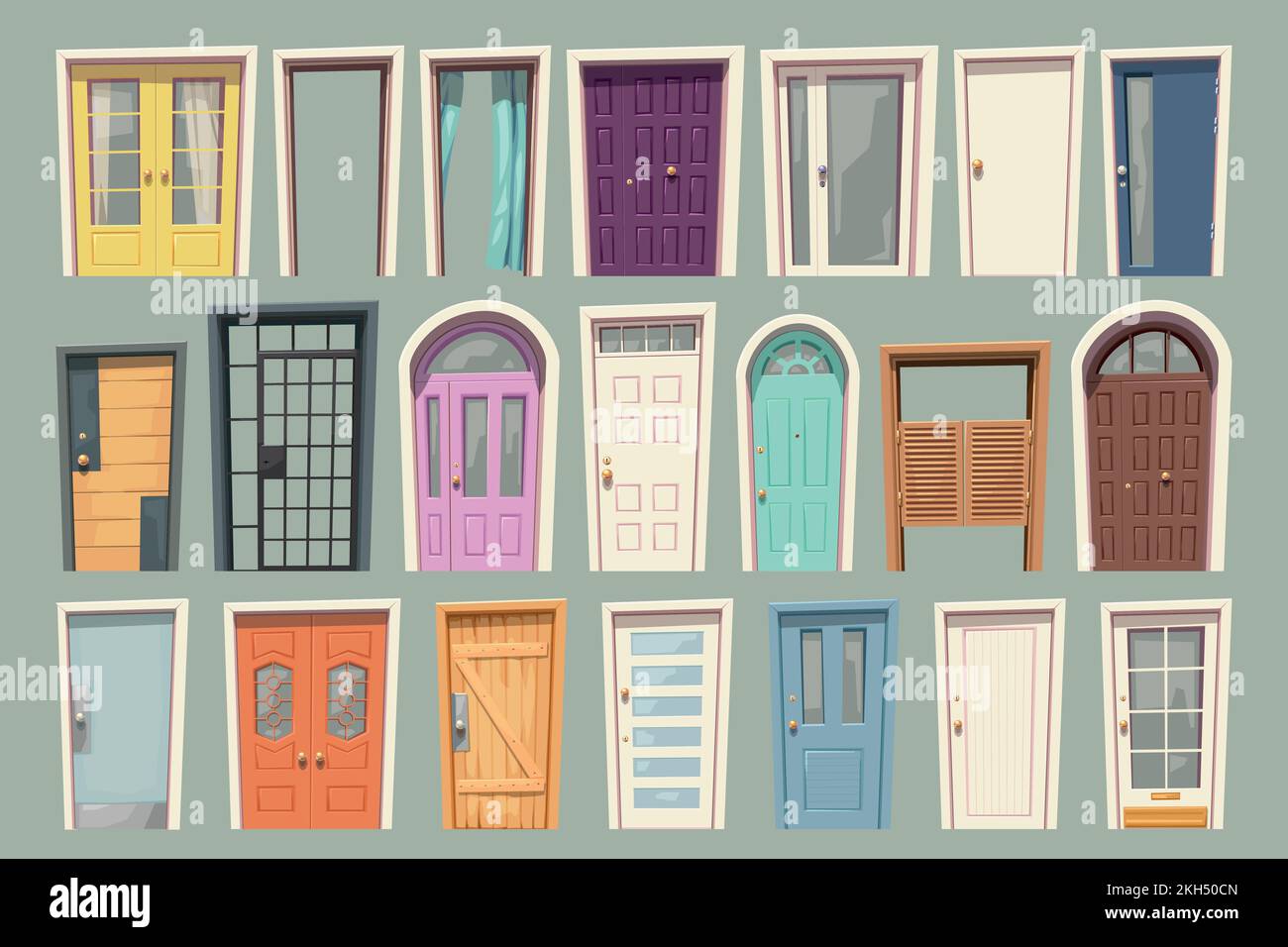 big set cartoon various doors front view Stock Vector Image & Art - Alamy