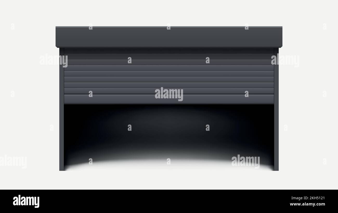 front view black half open garage door Stock Vector Image & Art - Alamy