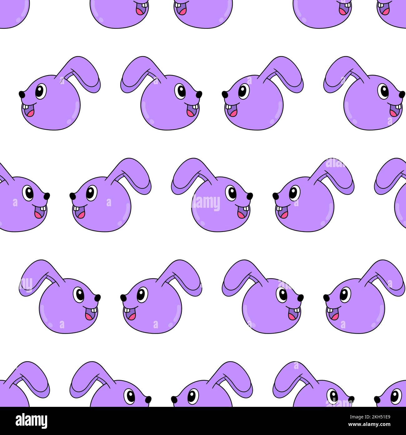 A set of purple cartoon rabbits isolated on white background Stock ...