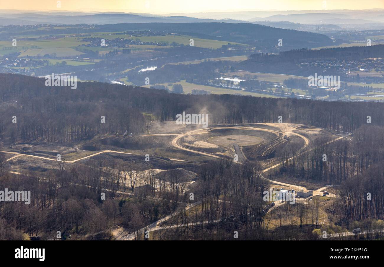 Aerial view, construction site and new construction of an observation ...
