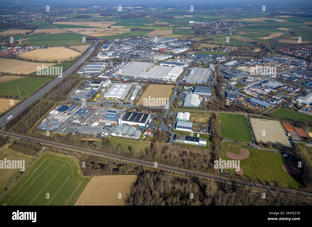 Aerial view, Runtestraße industrial park, Werl, Soester Börde, North ...