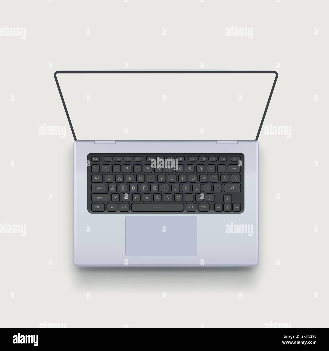realistic laptop view from top on white Stock Vector Image & Art - Alamy