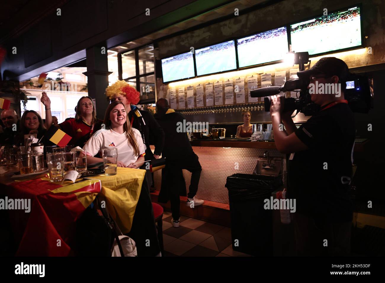Red Devils' fans pictured during the soccer game between Belgium's ...