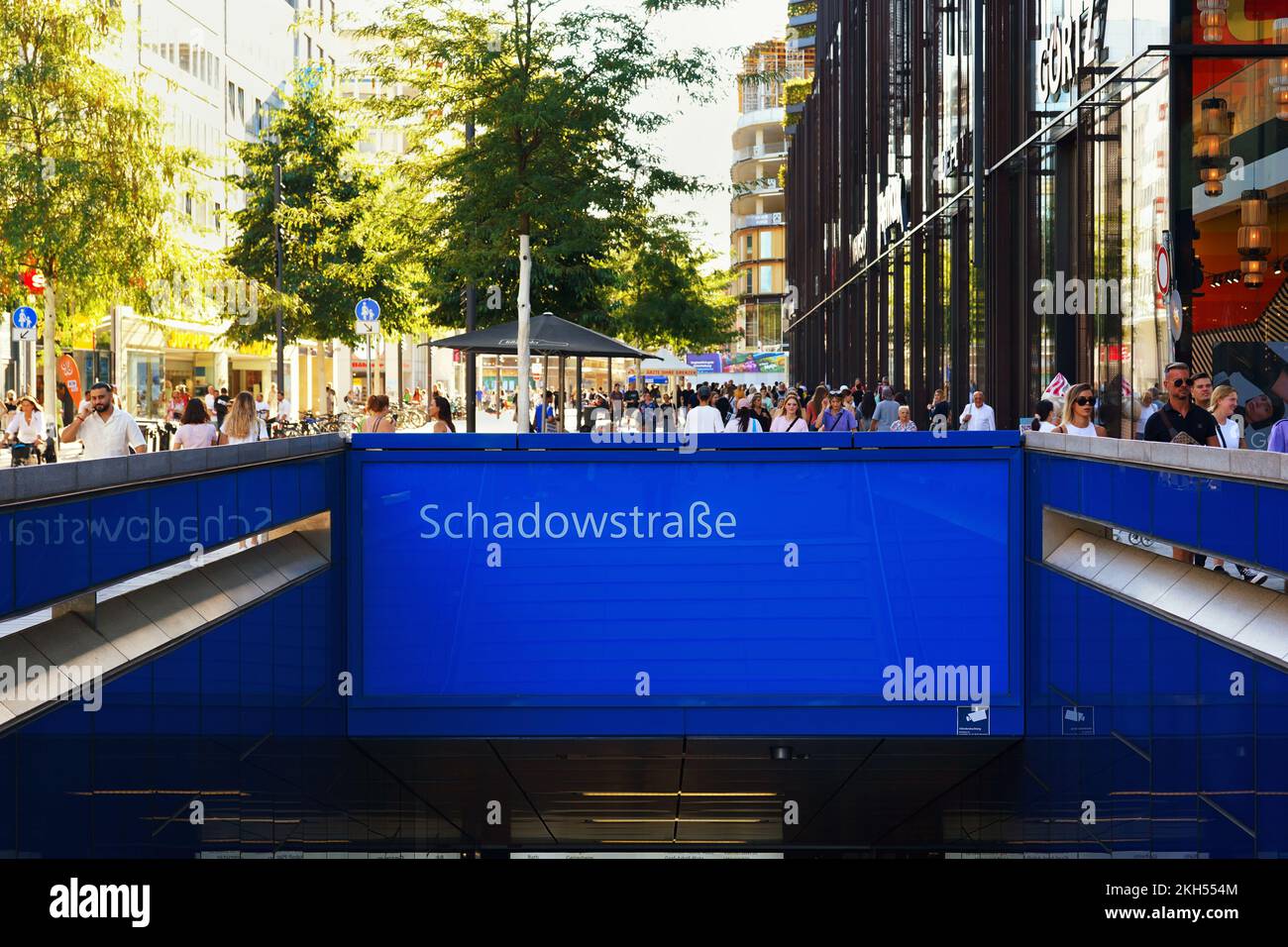 Underground station sign at the shopping street Schadowstraße in ...