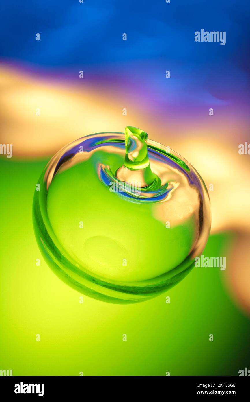 Crystal Apple on Colorful Background Stock Photo - Alamy