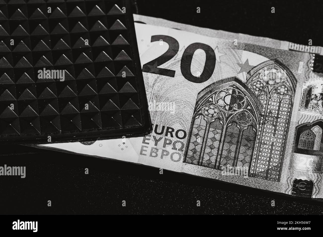 20 Euro money banknotes in black wallet isolated Stock Photo - Alamy