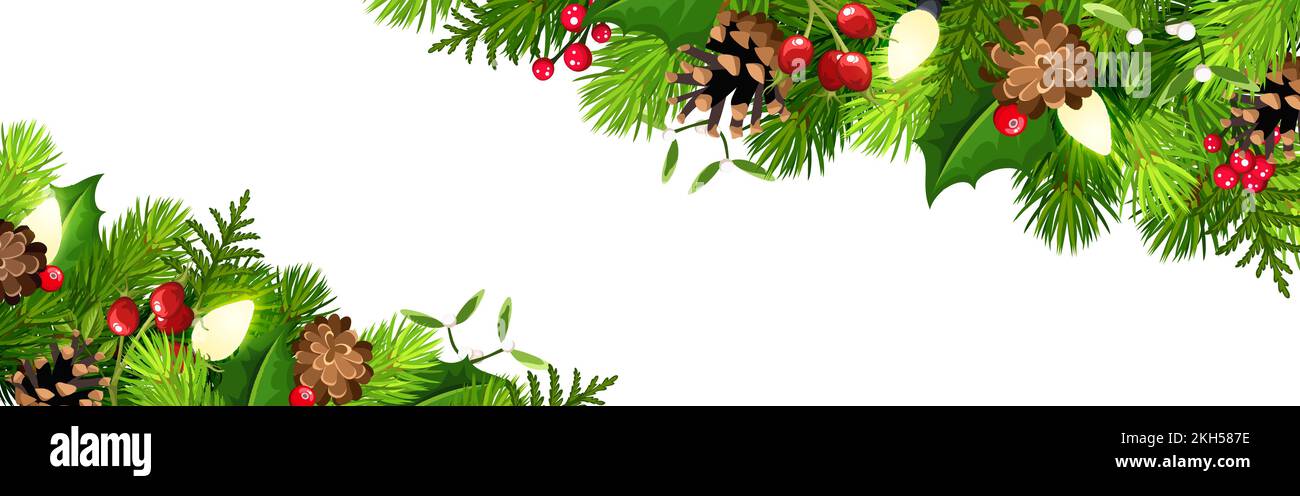 Christmas header or web banner with green fir branches, Christmas ...