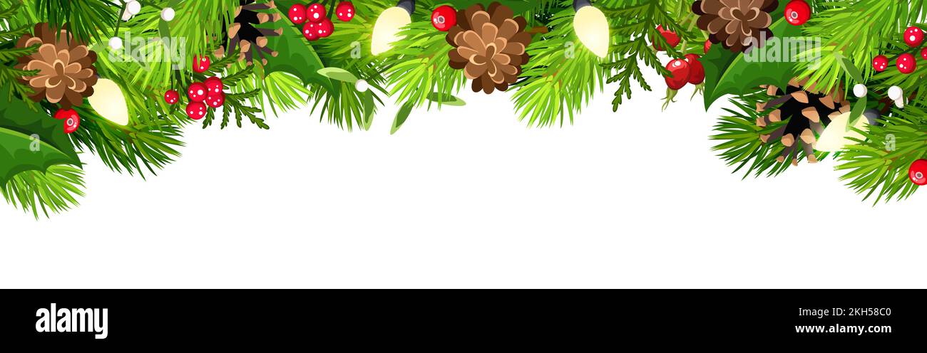 Christmas header or web banner with green fir branches, Christmas ...