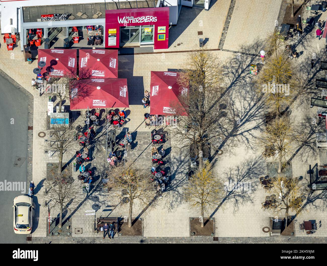 Aerial view, outdoor restaurant at Cafe Extrablatt, Winterberg ...