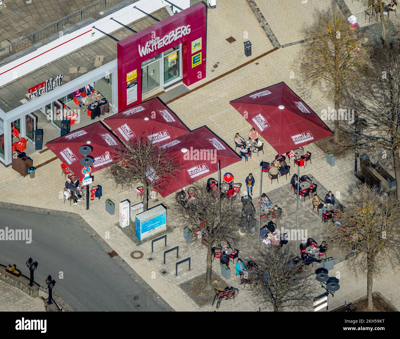 Aerial view, outdoor restaurant at Cafe Extrablatt, Winterberg ...