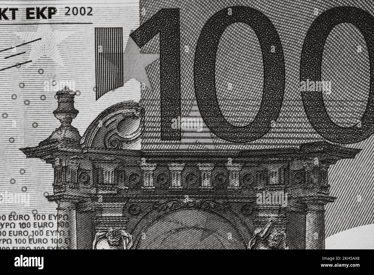 Selective focus on detail of euro banknotes. Close up macro detail of ...