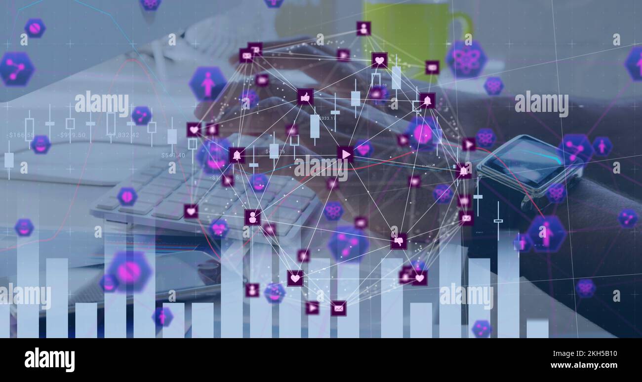 Digital Composite Image Of Network Of Connection With Interface Icons Forming A Globe Against